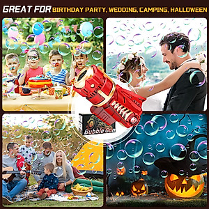 ROHSCE Bubble Machine Gun, Automatic Bubble Blaster for Toddlers Kids Ages 5 6 7 8 9 10 11 12 Year Old, Great Gifts for Children Adult, Bubble Shooter with Led Lights for Outdoor Party, Bubble Blower