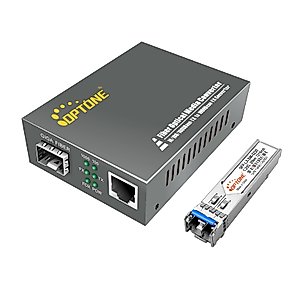 Gigabit Fiber to Ethernet Media Converter, OPTONE RJ45 Port 10/100/1000Base-Tx to 1000Base-LX Included SFP LX Transceiver SMF LC up to 20KM