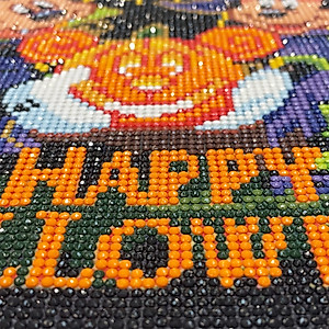 CEOVR Halloween Diamond Painting Kits for Adults, Round Full Drill Halloween Diamond Art Painting Kits, 5d Halloween Diamond Painting Kits for Beginners Diamond Beads Gem Painting Art Kits 12x16 inch