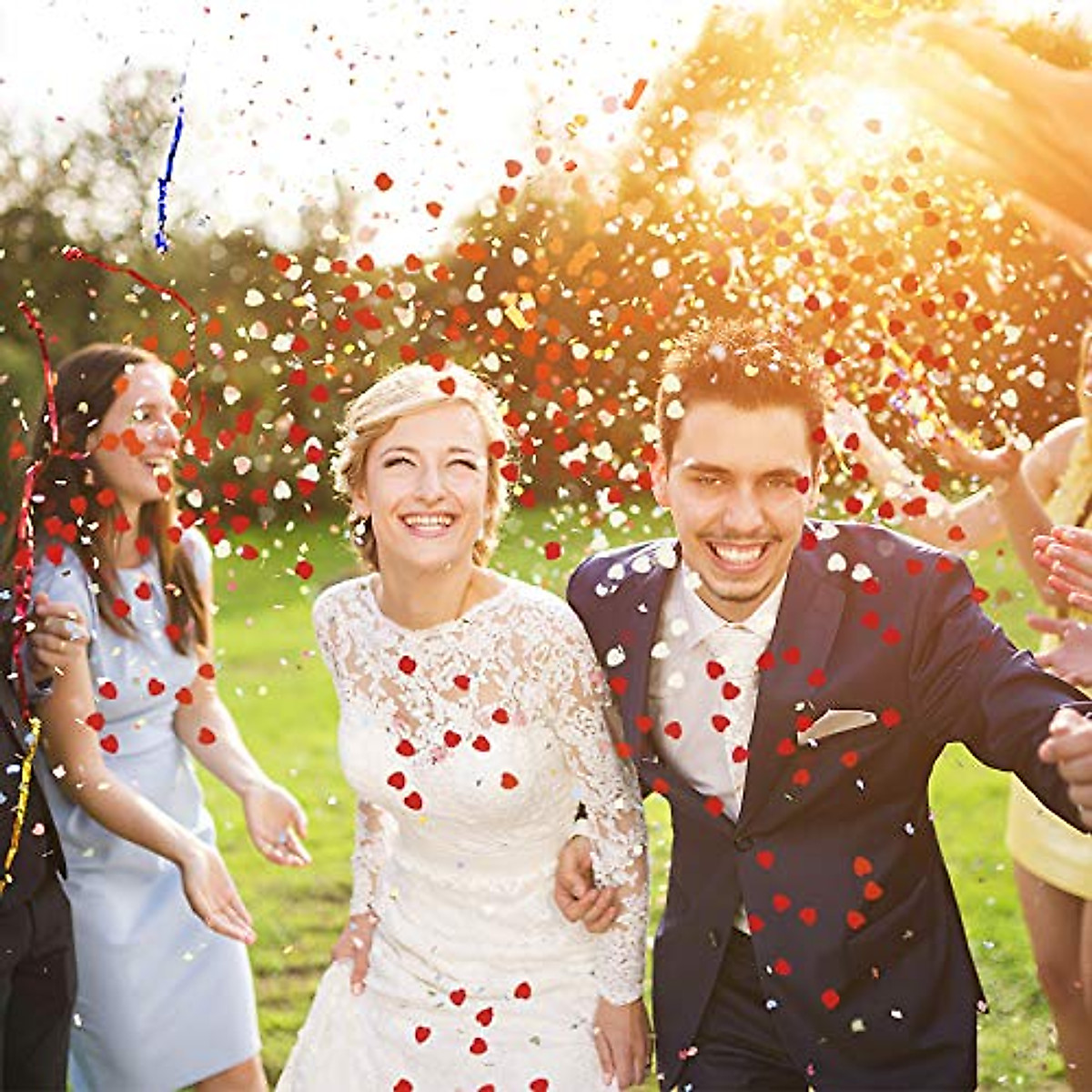 3000 Pieces Glitter Heart Paper Confetti Table Confetti Heart Sequins Confetti for Wedding Engagement Decor Valentine's Day Table Scatter Party Decorations (Red, Rose Gold, Silver)