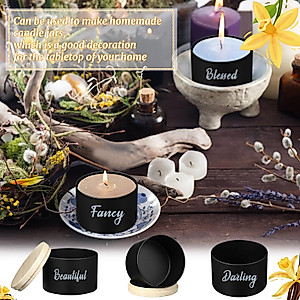 Tanlade 24 Pcs Black Candle Jar with Lids Bulk Candle Tins 8 oz Candle Metal Containers Candle Vessels Candle Making Molds and 4 Sheet Candle Labels for Candle Making Storage DIY Supplies
