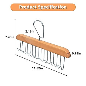 Bra Tank Top Hanger for Closet : Thickened Wooden Storage Rack Hangers with 2 Pack 16 Hooks Tie Belt Purse Ropa Hat Scarf Organizers for Woman Man (Original)