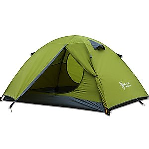 3-4 Season 2 3 Person Lightweight Backpacking Tent Windproof Camping Tent Awning Family Tent Two Doors Double Layer with Aluminum rods for Outdoor Camping Family Beach Hunting Hiking Travel