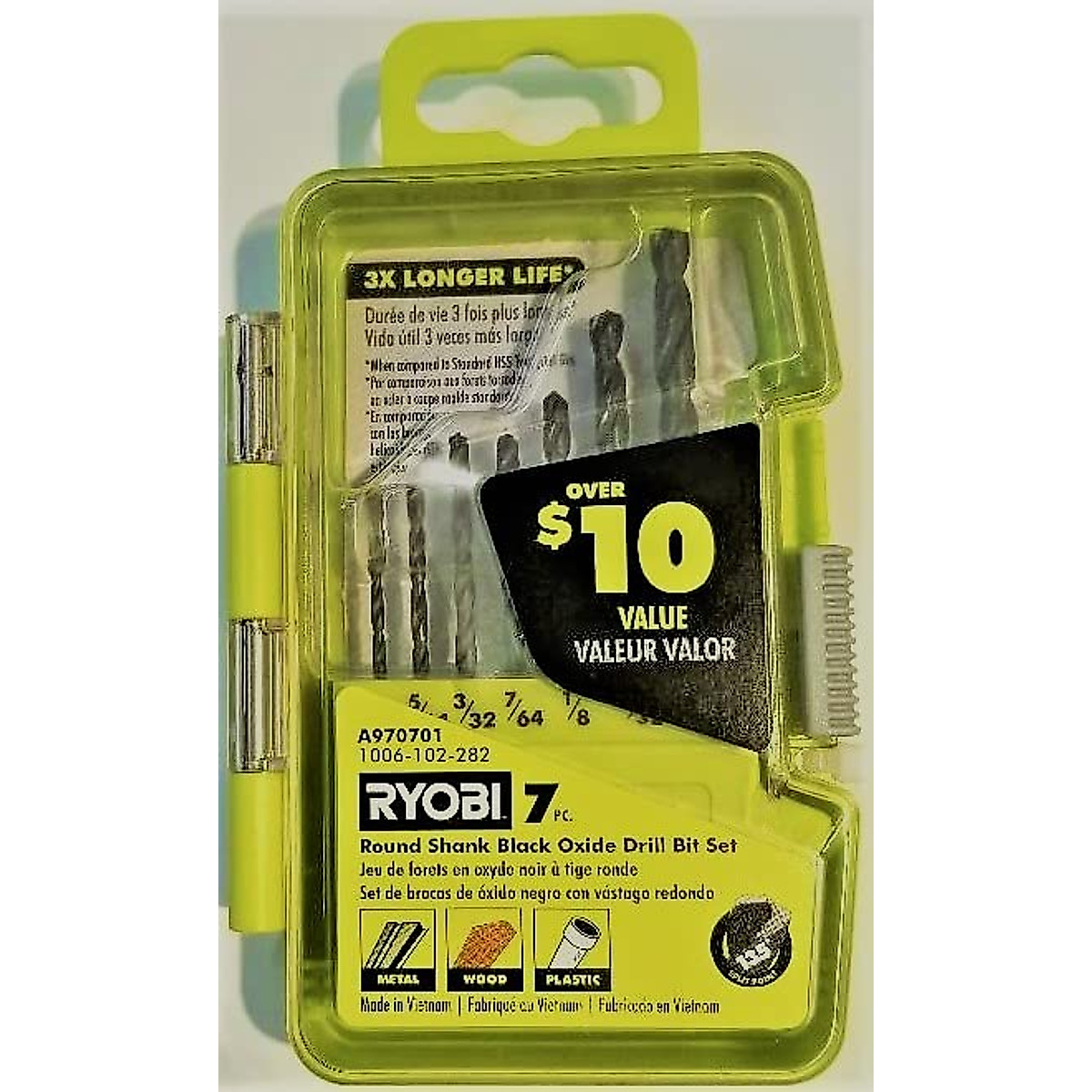 Round Shank Black Oxide Drill Bit Set. 7 Piece