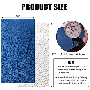 Faux Leather Fabric,54"x72" Thick Durable Synthetic Upholstery Leather Vinyl, Soft Smooth Waterproof, Durable,Replacement Renovate for Wallets, DIY Projects, Furniture, Car Seats 2 Yards-Blue