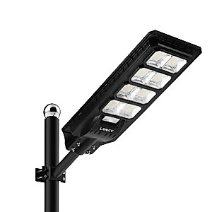 LANGY Upgraded Solar Street Lights 25000 Lumens, 20000mAH Battery, 360 Pcs LED Street Light Solar Powered with Remote Control, Dusk to Dawn Outdoor Security Led Post Street Light