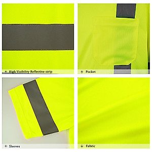 LX Reflective Safety Shirt Short Sleeve High Visibility Reflective Breathable Fast Dry T Shirt for Work Warehouse Cycling Construction Class 3 Yellow-3Pcs, XL