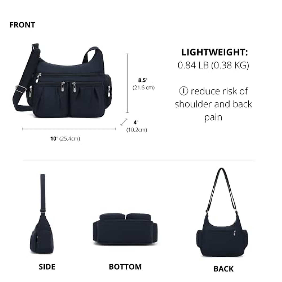 Scarleton Handbags for Women, Crossbody Bags for Women, Shoulder Bag, Nylon Purses for Women with Multi Pockets, H140719 - Navy