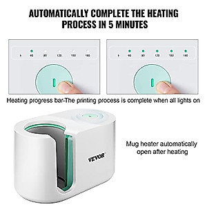 VEVOR Mug Press Machine, Automatic Mug Heat Press for Sublimation 11-15oz, Coffee Cup Transfer Printing, DIY Presents Gifts White
