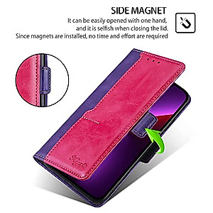 Fansipro Wallet Folio Case for Samsung Galaxy S9 Plus, Premium PU Leather Slim Fit Cover for Galaxy S9 Plus, 2 Card Slots, Friendly Fit, Rose Red & Purple