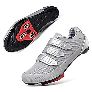 Mens Womens Indoor Cycling Shoes Compatible with Peloton Bike Shoes Cycling Shoes with Delta Cleats Clip Outdoor Pedal SPD Road Bike Shoes,Gray