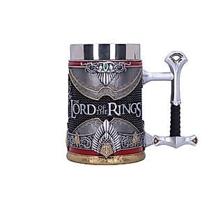 Nemesis Now Lord of the Rings Merchandise Tankard, Hand-Painted Resin Beer Mug with Removable Insert, 15.5cm - Aragorn