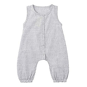 Symunnia Toddler Baby Summer Clothes Sleeveless Tank Bodysuit Stripe One Piece Jumpsuits Linen Romper Outfit(6-9months,Striae)