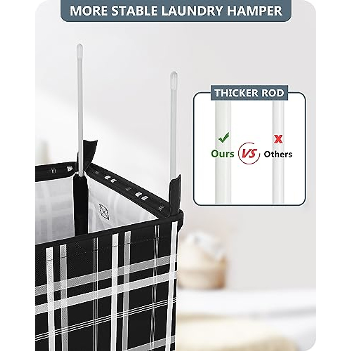 SOLEDI Laundry Hamper with Lid 100L Large & Tall Collapsible Laundry Baskets, Clothes Hamper with Bag Removable Easy to Carry, Dirty Hampers for Bedroom, Bathroom, Dorm, College