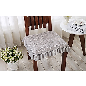 chair pad 4 Pack Soft Memory Foam Nonslip Dining Chair Pads 15.8inch x15.8inch Kitchen Chair Seat Cushions with Ties … (Grey)