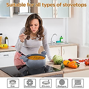 ROSSETTO Multipurpose Pasta Pot with Strainer Lid, 5 Quart Aluminum Stock Pot Spaghetti Pot, Ceramic Coating, PFOA free, Tempered Glass Lid and Twist-Lock Handle Dishwasher Safe, Blue