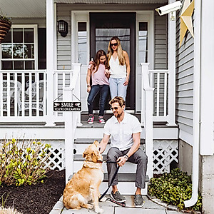 Smile You're on Camera Sign (2 Pack), Video Surveillance Sign Metal, 10" x 3.5" Home Security Signs for House Business, Camera Warning Sign Outdoor, Aluminum CCTV Sign for Yard