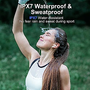 Aptkdoe Wireless Earbuds, Bluetooth 5.3 Headphones with Hi-Fi Stereo Clear Call Mic, 30 Hrs Playtime Bluetooth Earbuds Touch Control with LED Display, IPX7 Waterproof Earphones for iOS Android White