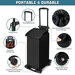 SELORSS 2-in-1 Foldable Hand Truck Utility Cart, Portable Grocery Shopping Cart with Wheels and Removable Waterproof Bag, Collapsible Lightweight Large Capacity for Supermarket, Laundry, Camping