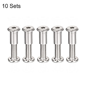 uxcell Screw Post Fit for 3/8"(10mm) Hole Dia, Male M8x30mm Belt Buckle Binding Bolts Leather Fastener Carbon Steel 5 Sets