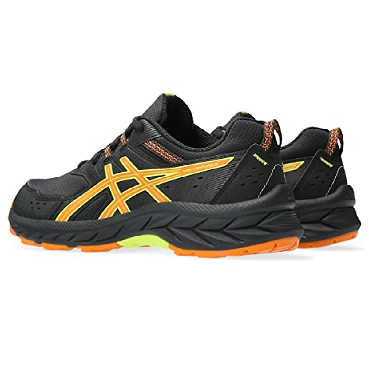 ASICS Kid's PRE Venture 9 Grade School Running Shoes, 5.5, Black/Bright Orange