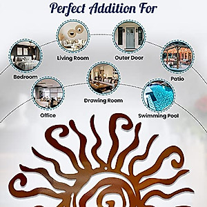 Riverside Designs Wacky Sun Metal Wall Art Outdoor Decor - 12 Inches Rust Proof Wall Sculpture - Ideal for Garden, Home, Farmhouse, Patio and Bedroom - Made in USA (12", Copper)