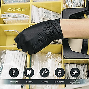 1st Choice Black Nitrile Disposable Exam Gloves 3 Mil, Latex and Powder-Free, Food-Safe, Textured, Large, Box of 100