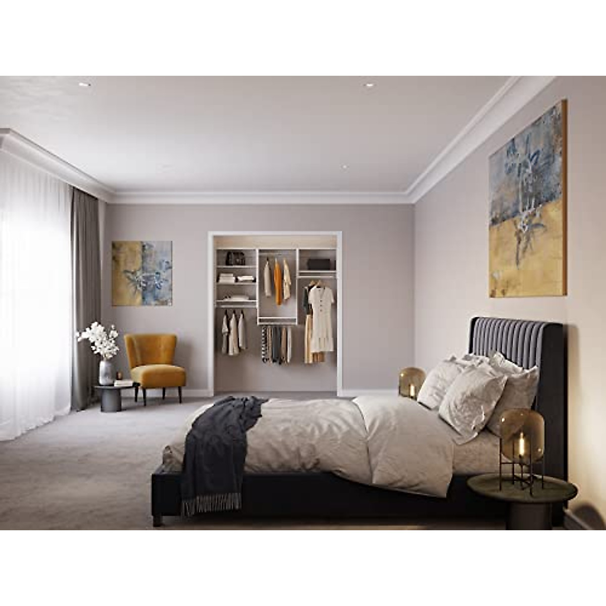 Closet Kit with Hanging Rods - Corner Closet System - Closet Shelves - Closet Organizers and Storage Shelves (White, 72 inches Wide) Closet Shelving