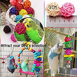 PBIEHSR Bird Parakeet Cockatiel Toys, 19 Pcs Pet Bird Cage Swing Hammock Shoe Chewing Toy Hanging Bell Wooden Perch for Conures, Love Birds, Finches, Budgie