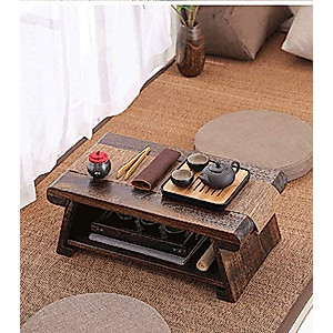 CHABUDAI Japanese Antique Tea Table Folding Legs Asian Floor Low Tea Table Wood (Middle: 68x35x28cm, ONE)