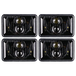 4x6 inch LED Headlights Rectangular Lights Set, Compatible with H4651 H4652 H4656 H4666 H6545, for Peterbil Kenworth Freightinger Ford Probe Oldsmobile Cutlass, Black