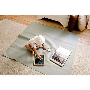 Uniklook Vegan Leather Mat Multipurpose Playmat Kids Infant Picnic Blanket - Waterproof Baby Splat mat for High Chair Sand Proof Beach Blanket Indoor Outdoor (Sage+Dawn Blue)