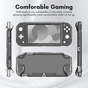 TNP Clear Protective Case for Nintendo Switch Lite - Switch Lite Protective Case with Ergonomic Grip - Hard, Lightweight, Slim, Protective Case for Nintendo Switch Lite Hard Case, Shadow Grey