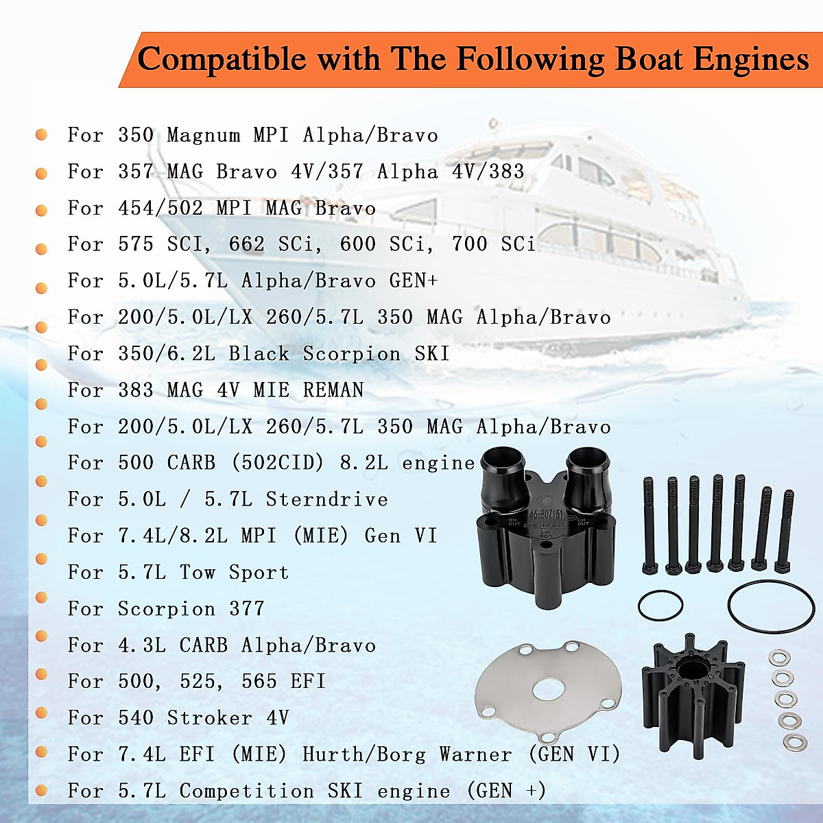 46-807151A14 Water Pump Housing & Impeller Repair Kit Replaces for Mercruiser Bravo 46-807151A14,by LIYYOO