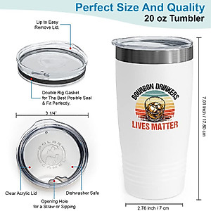 Whiskey Lover White Viking Tumbler 20oz - Bourbon Drinkers Lives Matter - Drinking Bar Shot Champagne Coctail Vodka Beverages Adult Father's Day