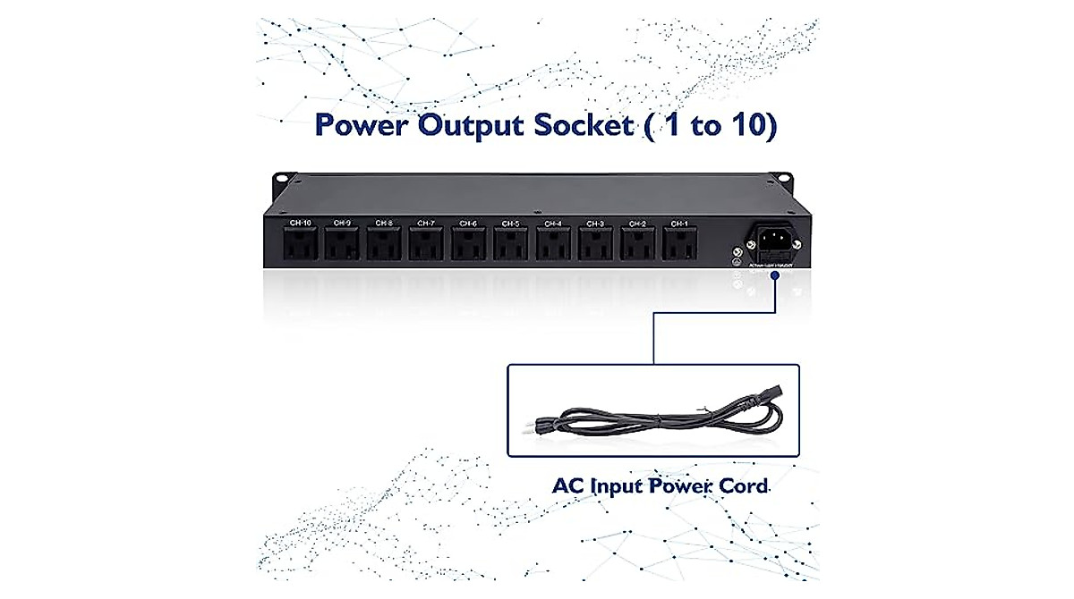10 Outlet Horizontal Rack Mount PDU Power Strip - Surge Protection