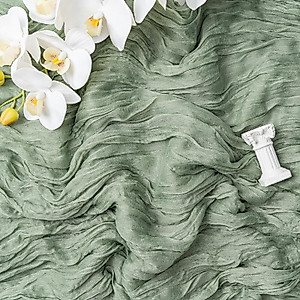 Fall Thanksgiving Table Runner Cheesecloth Table Runner 120 inch 10FT Rustic Gauze Table Runner for Wedding Party Baby Shower Friendsgiving Party Sheer Home Decorations (35x120“,Sage Green)