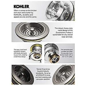 Kohler 8799-2MB 8799-2BZ Duostrainer Sink Drain and Strainer, Vibrant Brushed Moderne Brass Small