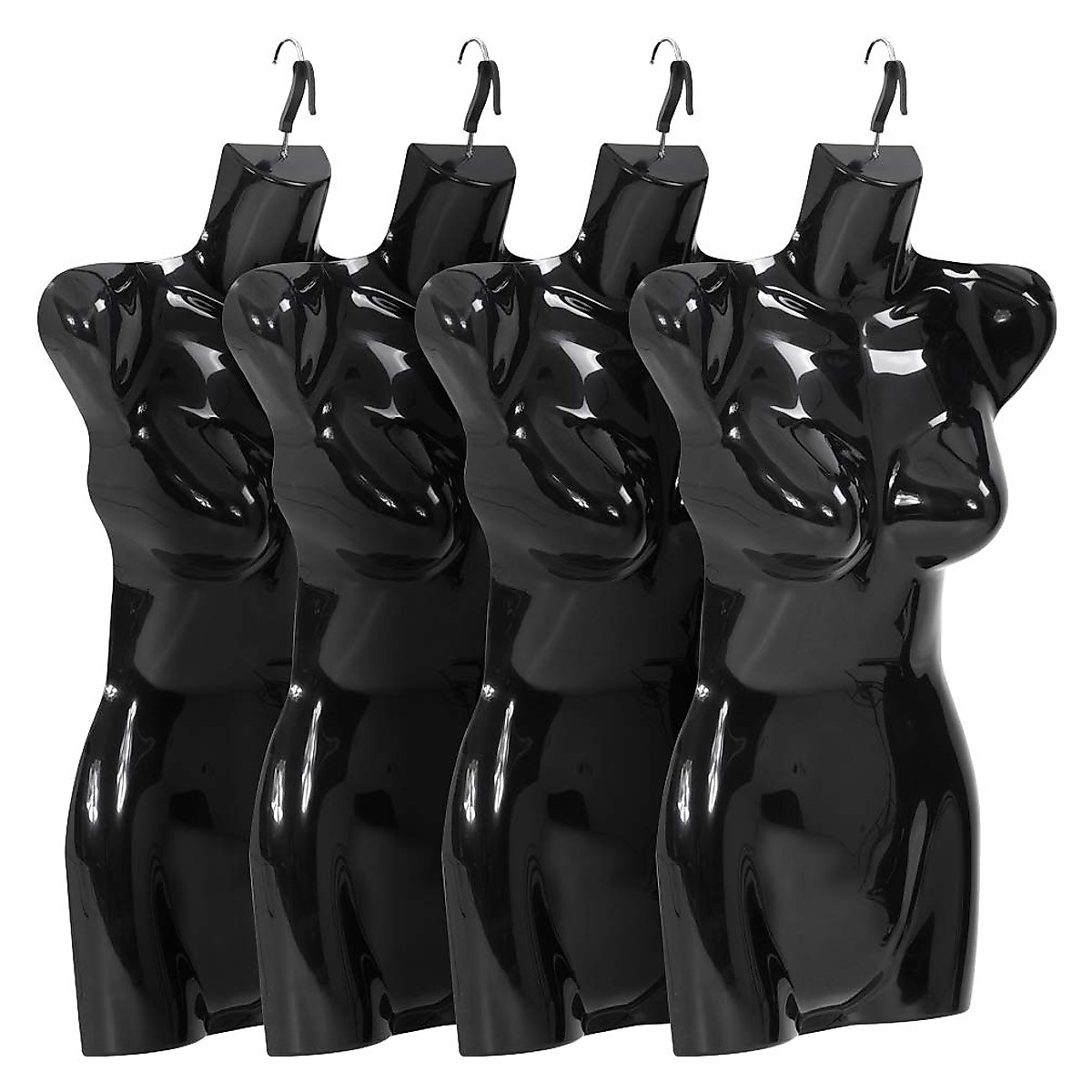 4PCS Female Male Mannequin Torso Dress Form Sewing Manikin 27 Inch 30 Inch Height Dress Model Mannequin Display Head Dress Mannequin Clothing Form Metal Hook (27inch, Black)