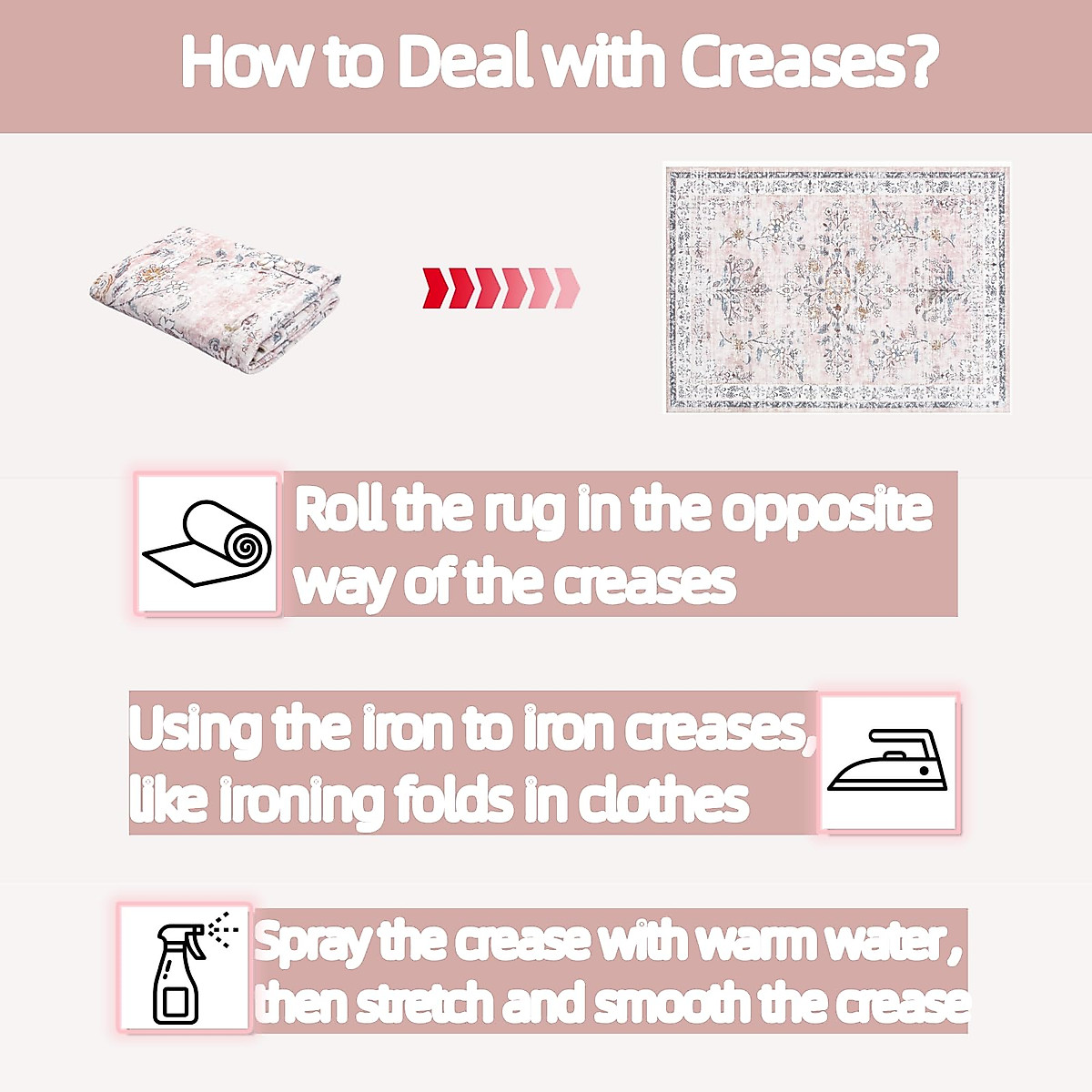 LIVEBOX Machine Washable 5x7 Rug, Pink Rugs for Bedroom Girls, Soft Boho Floral Nursery Rug, Non-Slip Indoor Ultra-Thin Floor Carpet Area Rug for Kid Room Living Room Dorm, Blush/Pink