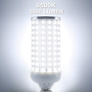 YGS-Tech Super Bright 60W (500W Equivalent 5500Lumen) LED Corn Light Bulb, E26/E27 Medium Base, 6500K Daylight White, for Indoor Large Area Lighting, Garage Factory Warehouse Backyard, Basement.