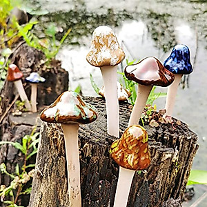 Housoutil Mushroom Decor 8pcs Garden Mushroom Statue Ceramics Mushroom Garden Lawn Ornaments