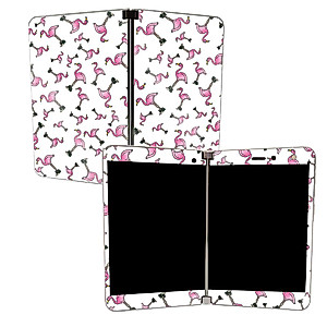 MightySkins Glossy Glitter Skin for Microsoft Surface Duo - Cool Flamingo | Protective, Durable High-Gloss Glitter Finish | Easy to Apply, Remove, and Change Styles | Made in The USA