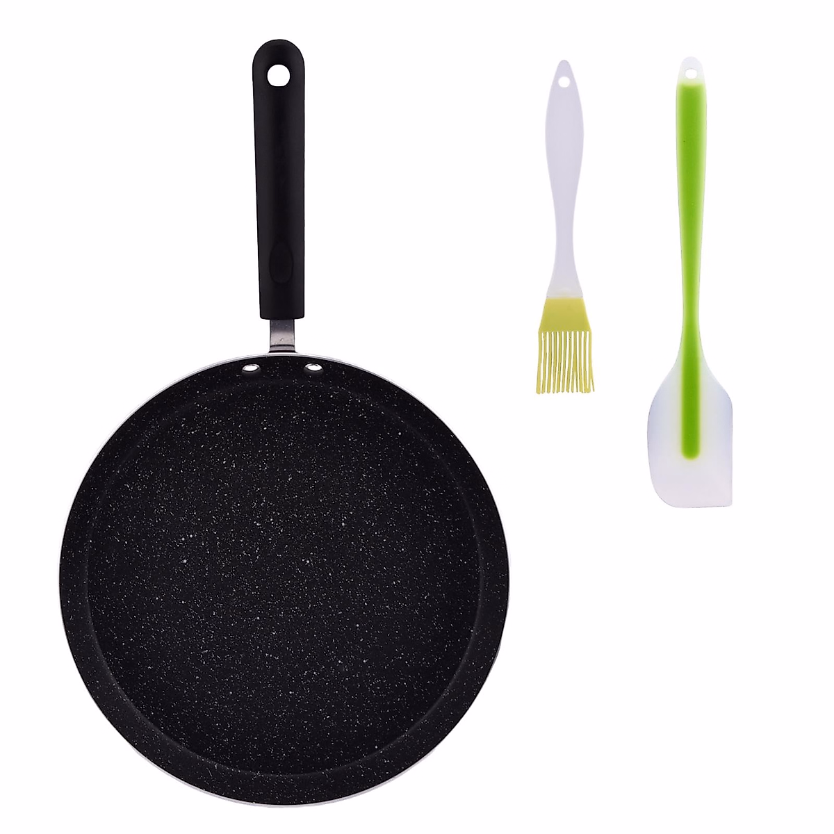 OTJENL Nonstick Crepe Pan, 11 Inch Griddle Pan with Scraper & Oil Brush, Griddle Pancake Pan Tortilla Pan, for Cooking Eggs, Frying, Grill, Omelettes, Easy Clean