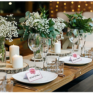 Gift Boutique 100 Pink Peony Floral Place Cards Flower Wedding Seating Name Card Folded Tent Cards for Baby Shower Weddings Tables 2 x 3.5 Inches