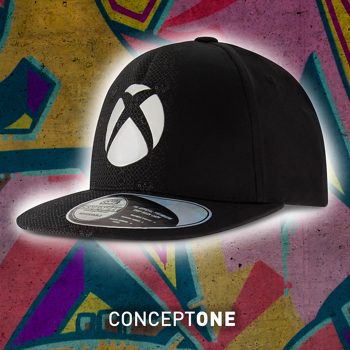 Microsoft Xbox Baseball Hat, Skater Adult Snapback Cap with Flat Brim, Baseball Cap, Black, One Size