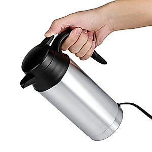 Car Kettle Electric Kettle Camping 12V 750ml Coffee Maker Water Boiler Portable Travel Car Truck Kettle Hot Water Heater Bottle for Tea Coffee Making Cigarette Lighter Heating Cup, 120W