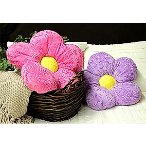 Adorable 15" Minky Flower Pink Throw Pillow