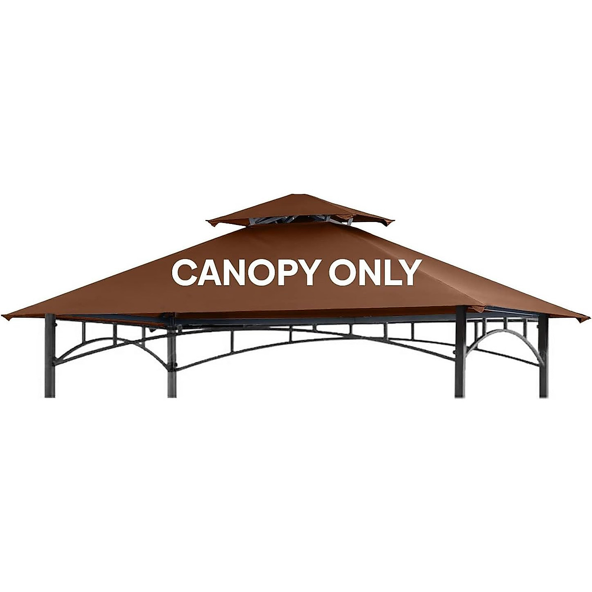 Grill Gazebo Replacement Canopy Roof, 5'x8' Outdoor BBQ Top, Double Tiered Shelter Cover Fit for Model L-GG001PST, L-GZ238PST (Brown)