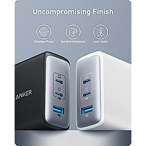 Anker 100W USB C Charger Block(GaN II), 3 Port Fast Compact Wall Charger for MacBook Pro, MacBook Air, Google Pixelbook, ThinkPad, Dell XPS, iPad Pro, Galaxy S22/S20, iPhone 15/14/Pro, and More